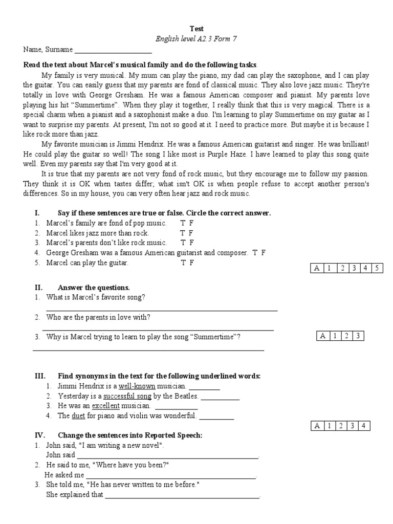 Test 7 Grade Pdf Jazz