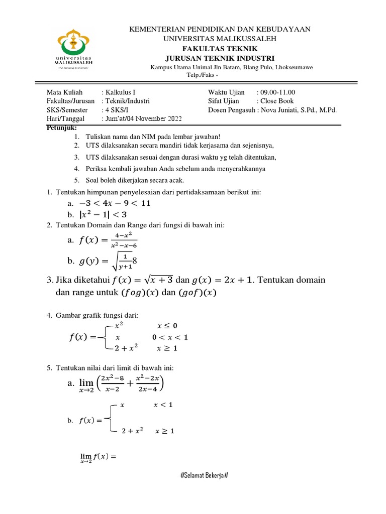 Uts Kalkulus 1 | PDF