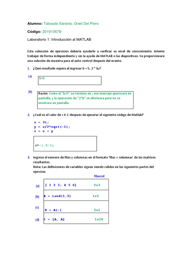 Lasb1 - Test TABOADA SARAVIA, ONEIL | PDF | Álgebra lineal | Álgebra