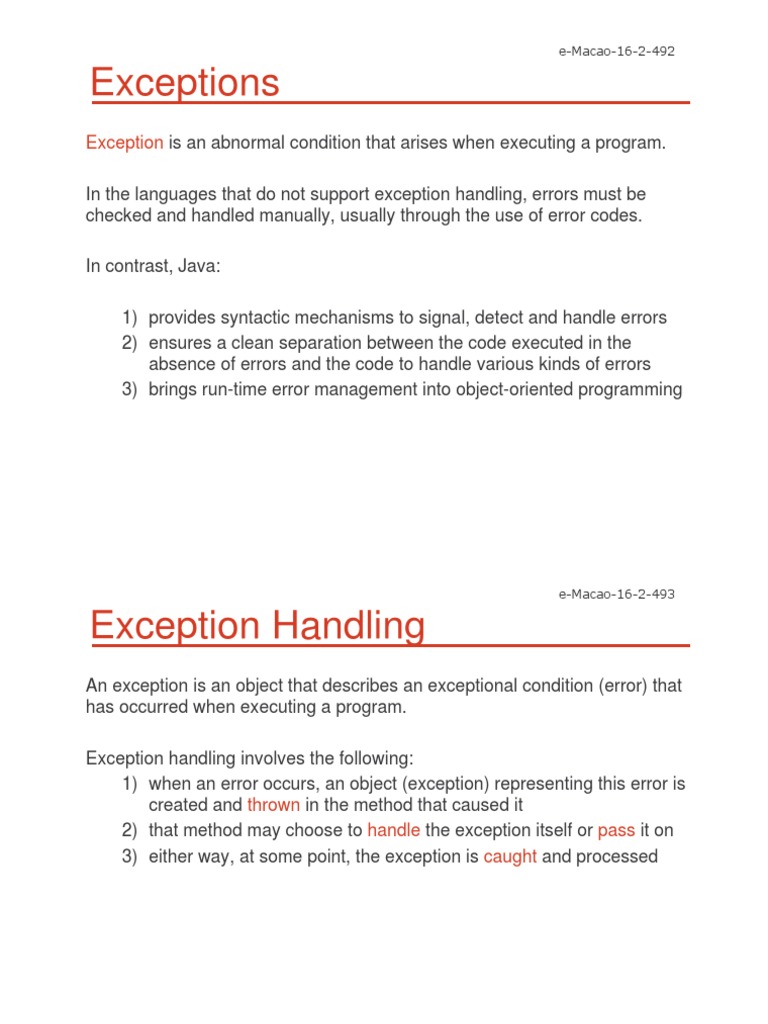 Exceptions Exception Pdf Class Computer Programming Method