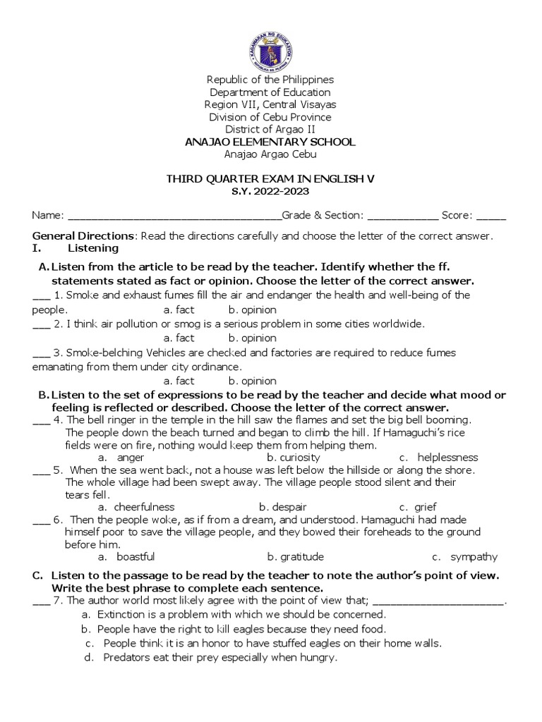 Q3 Periodical English TOS | PDF | Insects | Smog