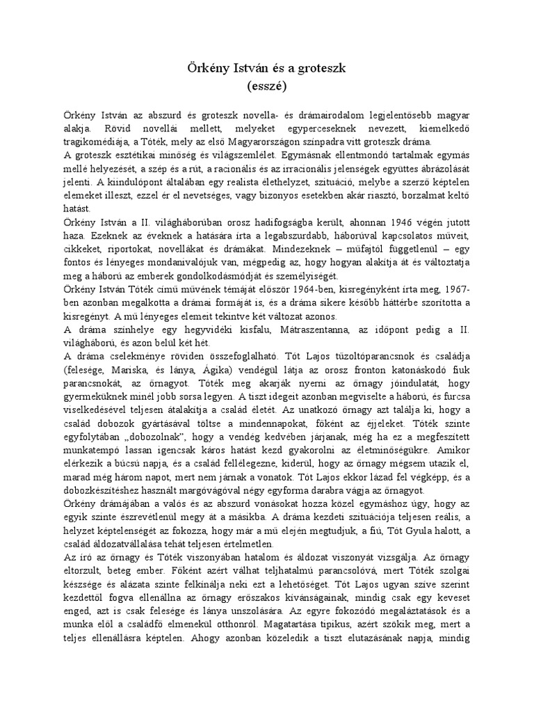 Örkény István És A Groteszk | PDF