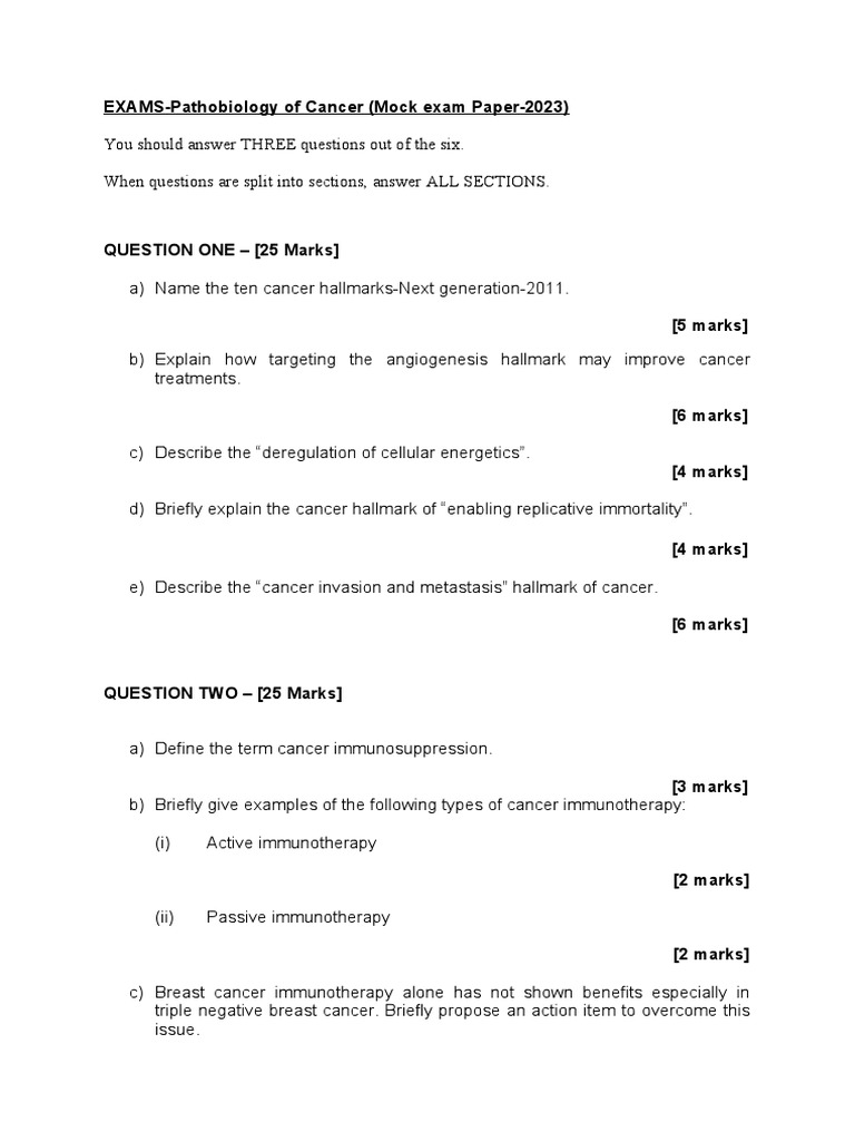 Mock Exams Paper 2022-23 - Tagged | PDF | Chemotherapy | Cancer