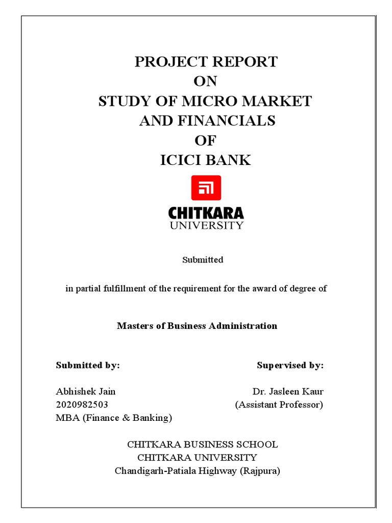 Analysis of Micro Market and Financials of ICICI Bank: Insights into the Operations and ...