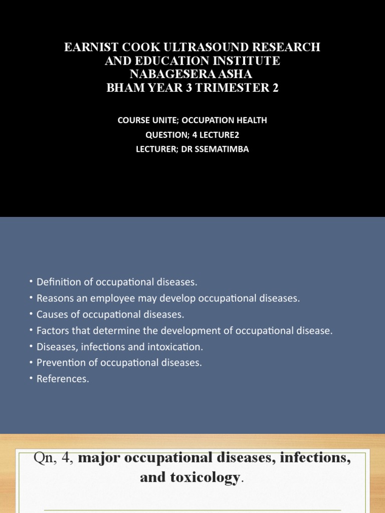 Major Occupational Diseases, Infections, and Toxicology | PDF ...