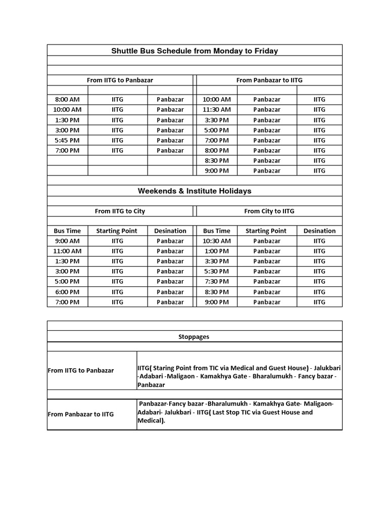 Shuttle Bus Schedule-1 | PDF
