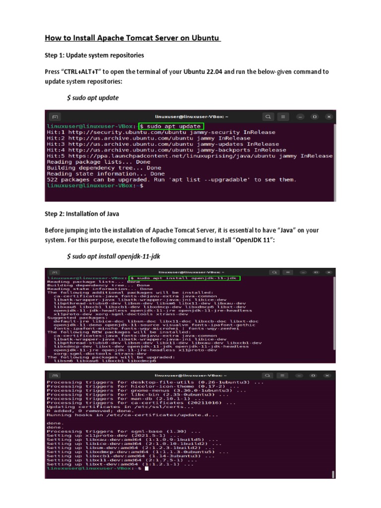 Apache Tomcat Installation | PDF | Software Repository | World Wide Web Apache Tomcat Installation | PDF | Software Repository | World Wide Web