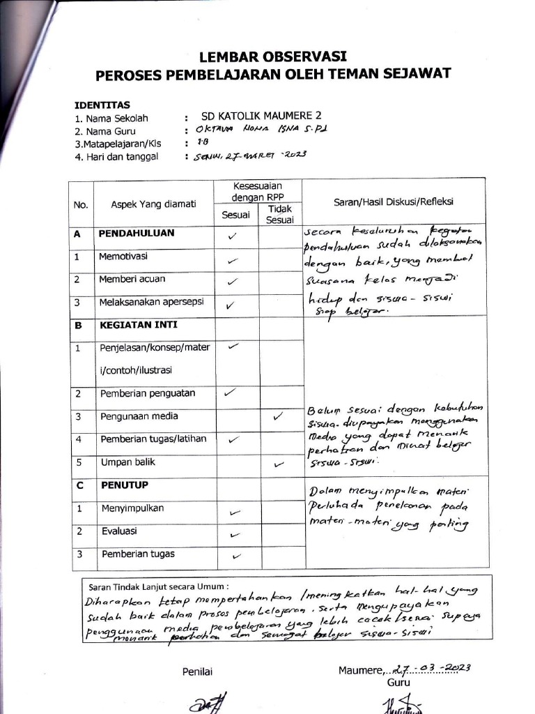 20c.OBSERVASI TEMAN SEJAWAT | PDF