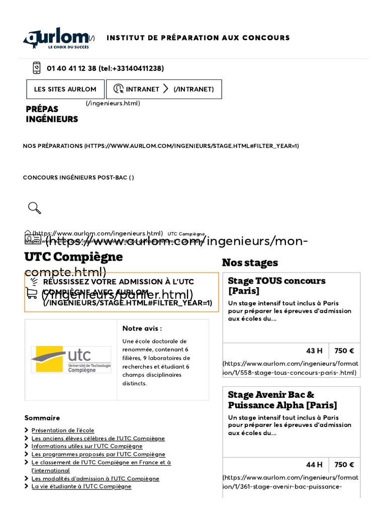Tout Savoir Sur l'UTC Compiègne - Admission,... - Prépa Aurlom | PDF ...
