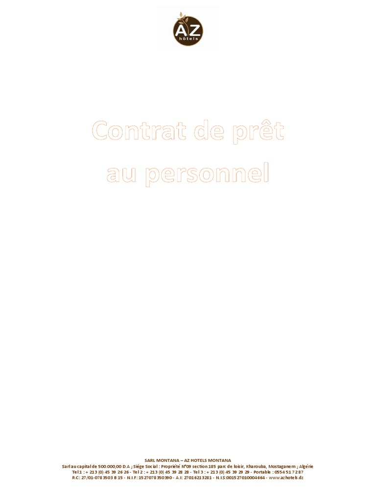 Contrat de Prêt Au Personnel | PDF