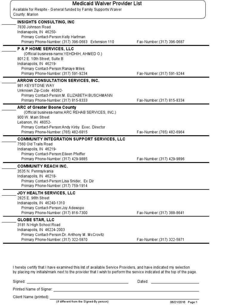 Respite Pick List | PDF | Written Communication | Social Programs