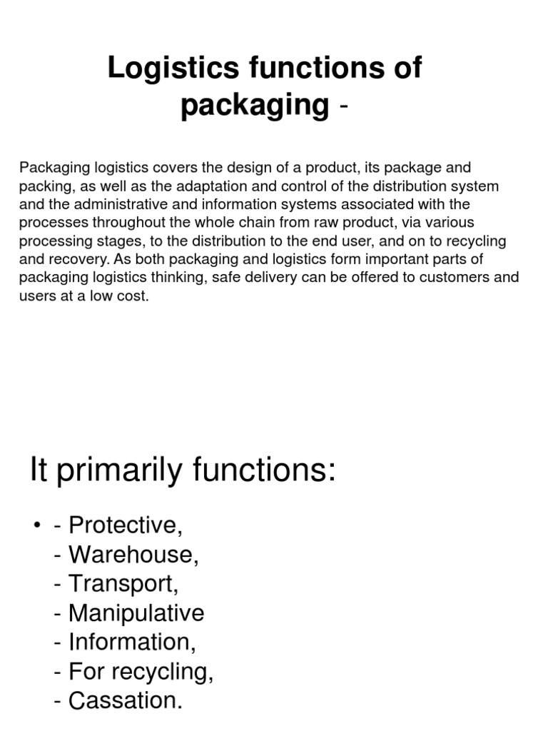 Packaging Logistics Functions Explained | PDF | Packaging And Labeling ...