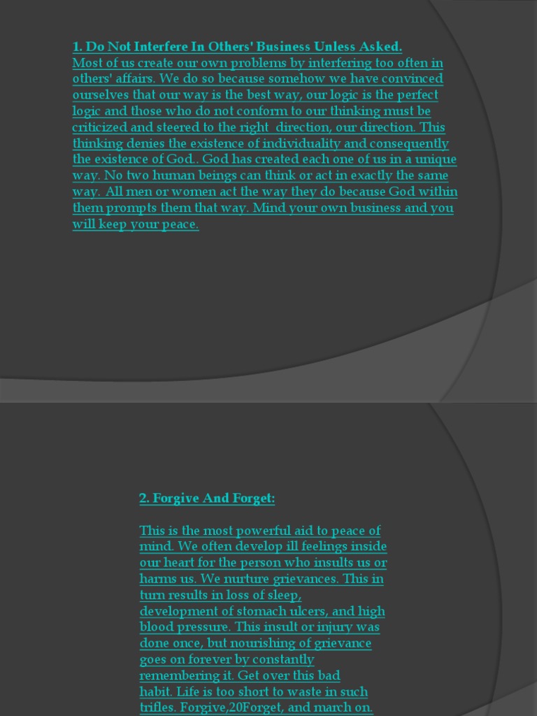 10 Principles For Peace of Mind | PDF
