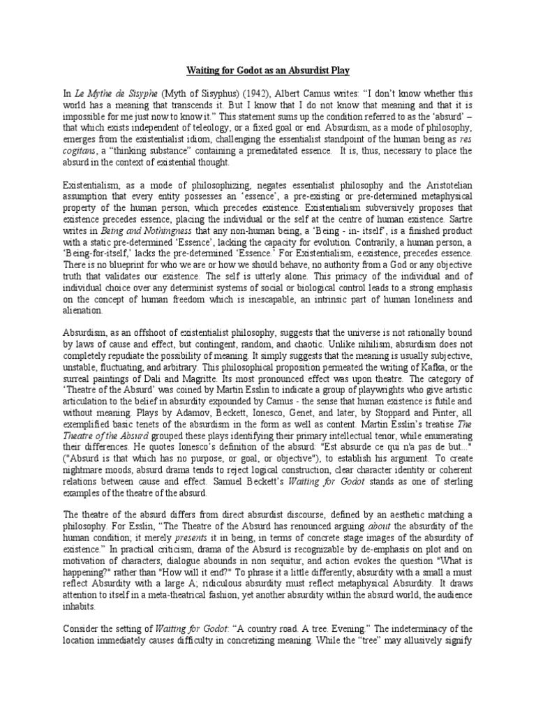 Godot Theatre of The Absurd | PDF | Existentialism | Philosophical Theories