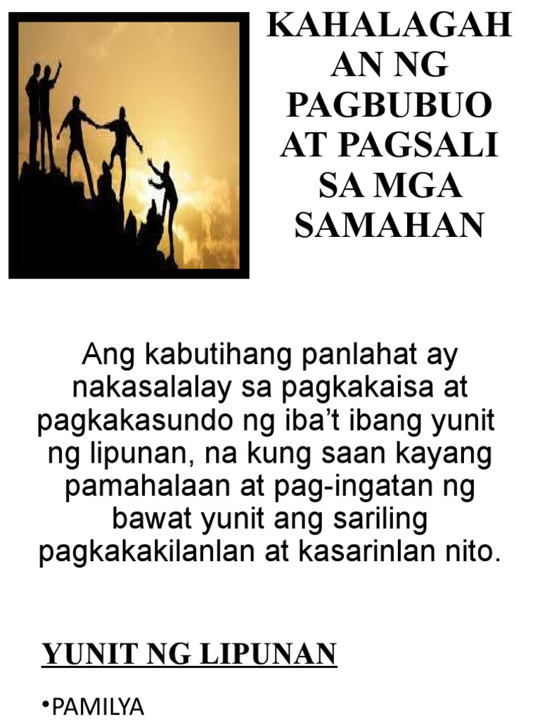 Ang Kahalagahan NG Pagbubuo at Pagsali Sa Mga Samahan | PDF