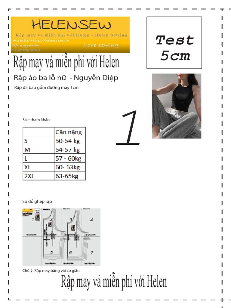 Rập may vá miễn phí với Helen: Test 5cm | PDF
