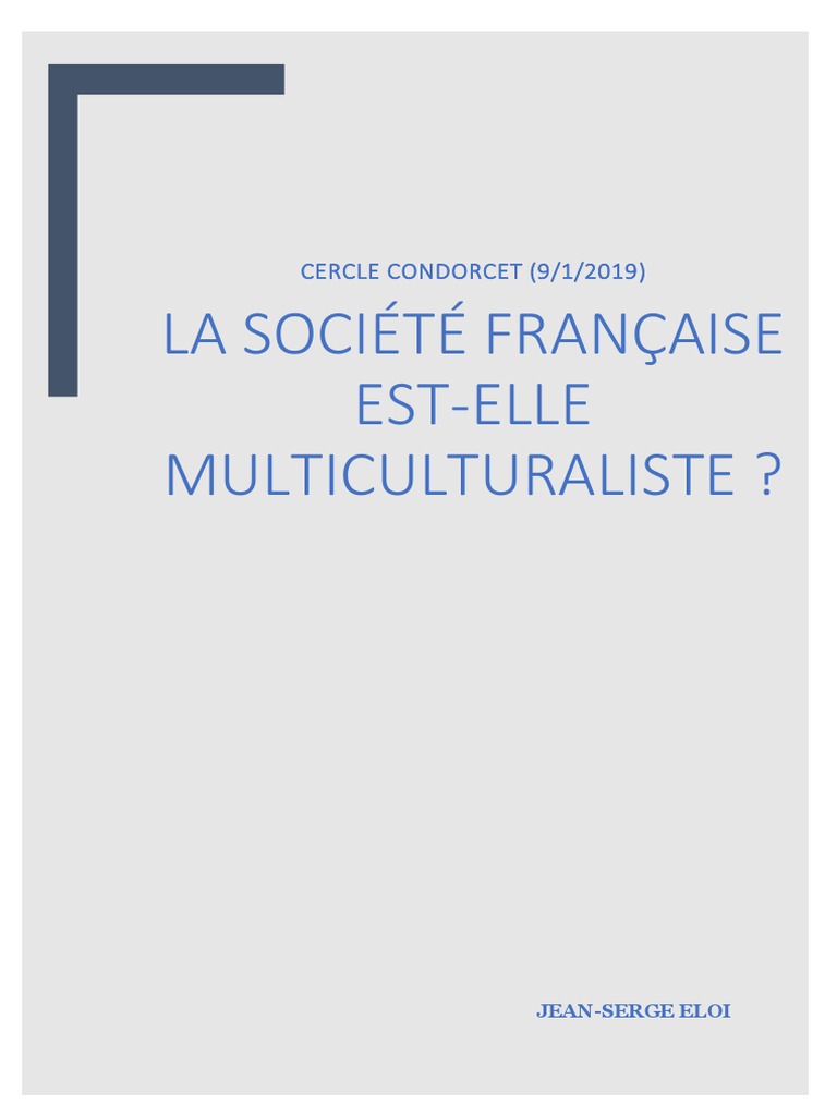 Multiculturalisme en France: Réalité ou Mythe? | PDF ...