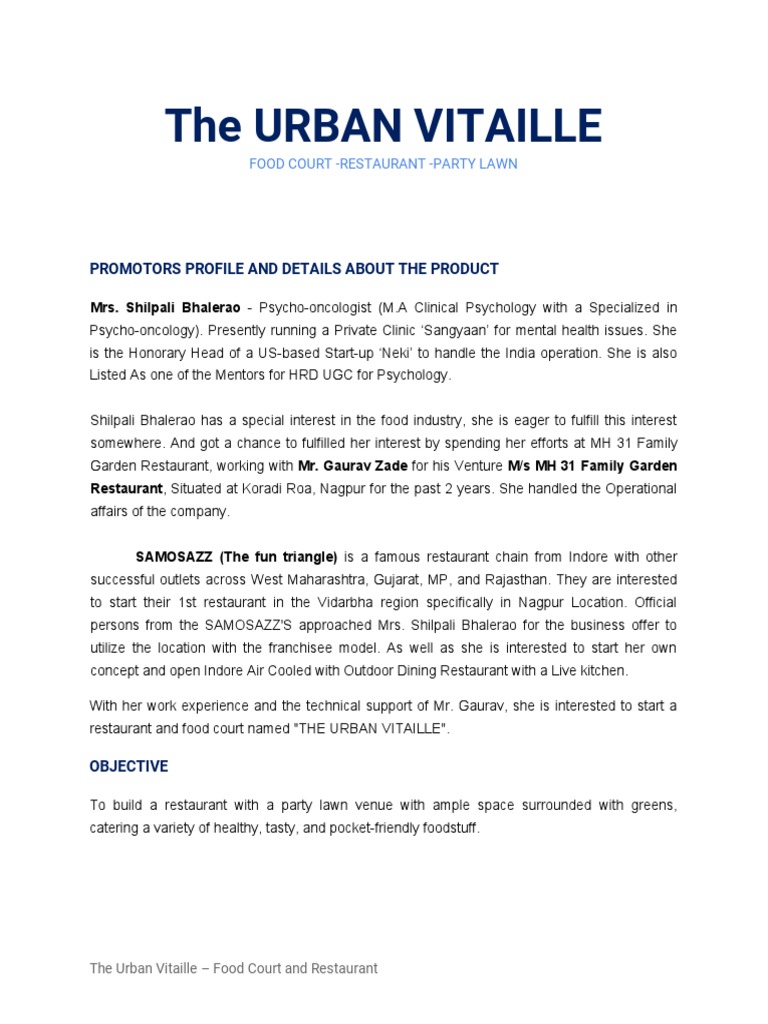 Project Report | PDF | Restaurants | Economies