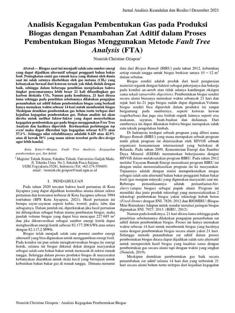 Analisis Kegagalan Pembentukan Gas Pada Produksi Biogas Dengan ...