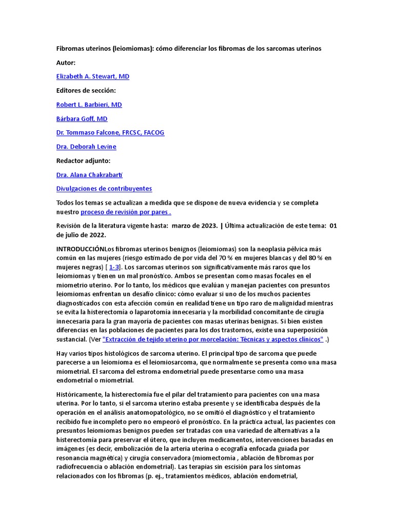 Fibromas Uterinos (Leiomiomas) : Cómo Diferenciar Los Fibromas de Los ...