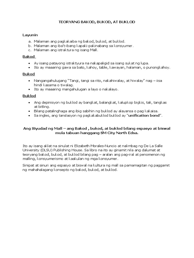 Teoryang Bakod Bukod at Buklod | PDF