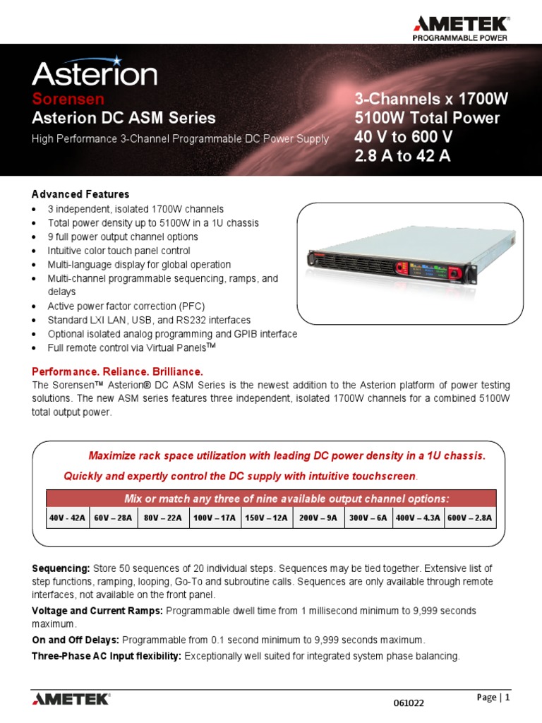 Asterion DC Asm Series Datasheet | PDF | Power Supply | Alternating Current