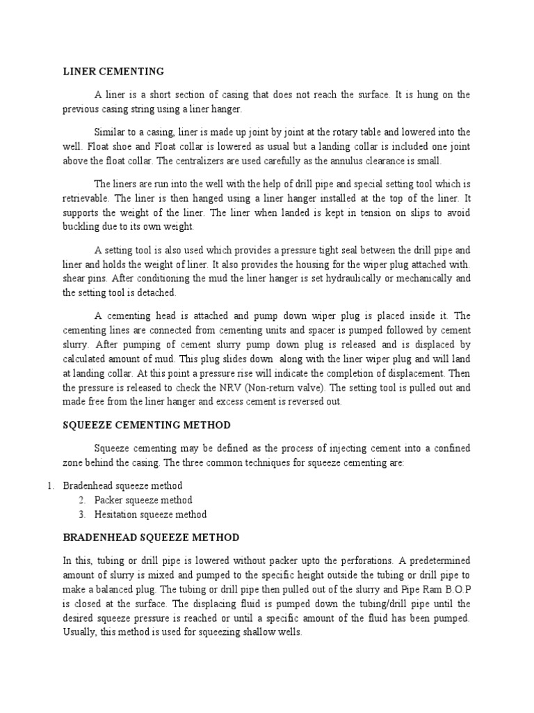 Liner Cementing | PDF | Casing (Borehole) | Industrial Processes