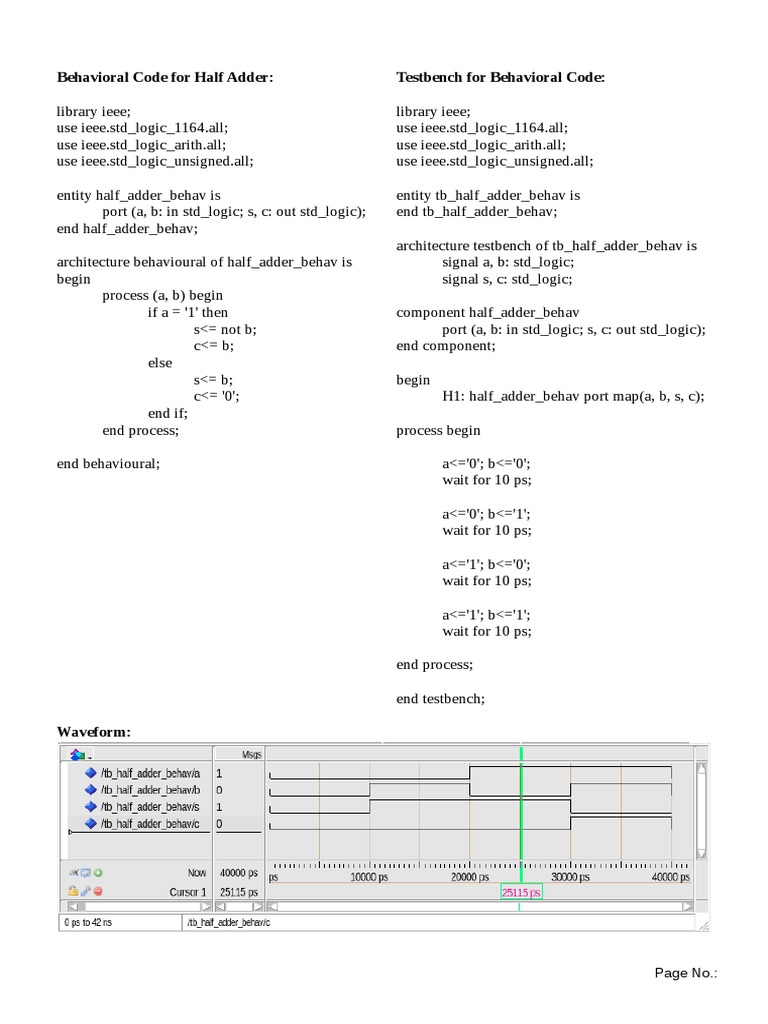 Expt 1 Half Adder | PDF | Computer Science | Computing