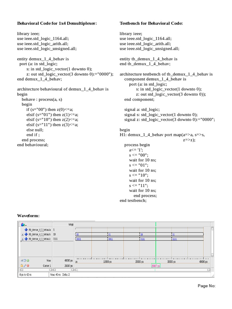 Expt 2 Demux 1 4 | PDF | Computing | Computer Programming