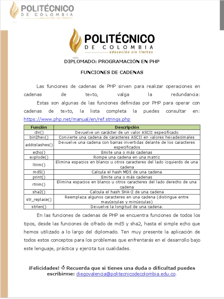Modulo 1 - Funciones de Cadenas | PDF