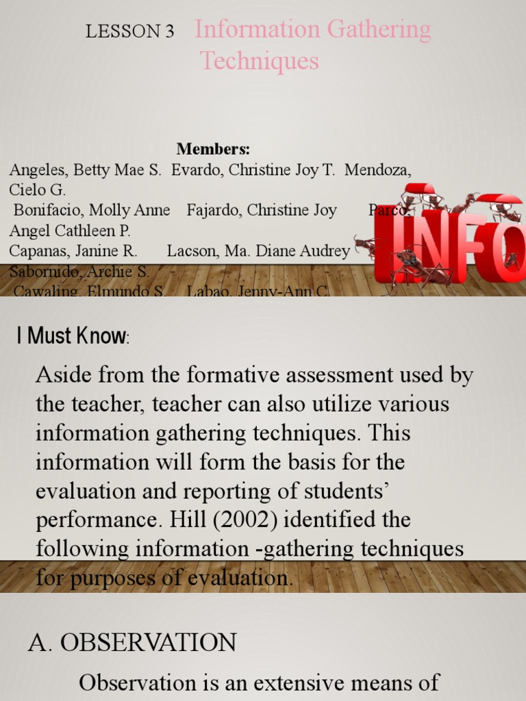 Lesson 3: Information Gathering Techniques | PDF | Educational ...