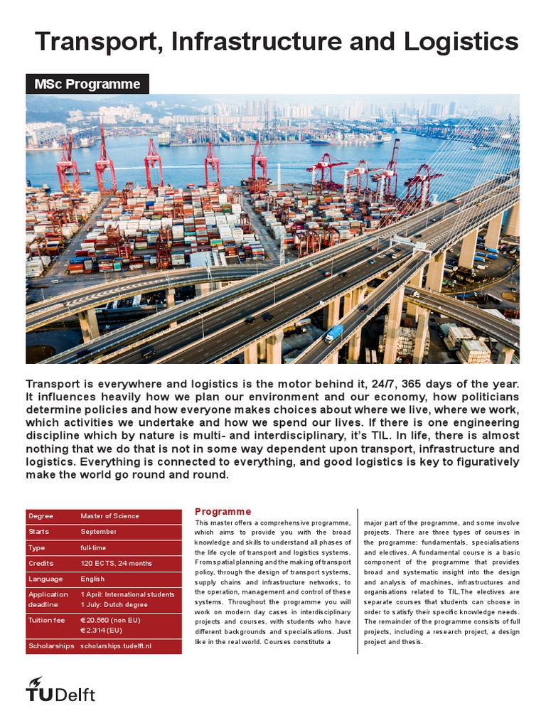 Transport Infrastructure and Logistics | PDF | Transport | Master's Degree