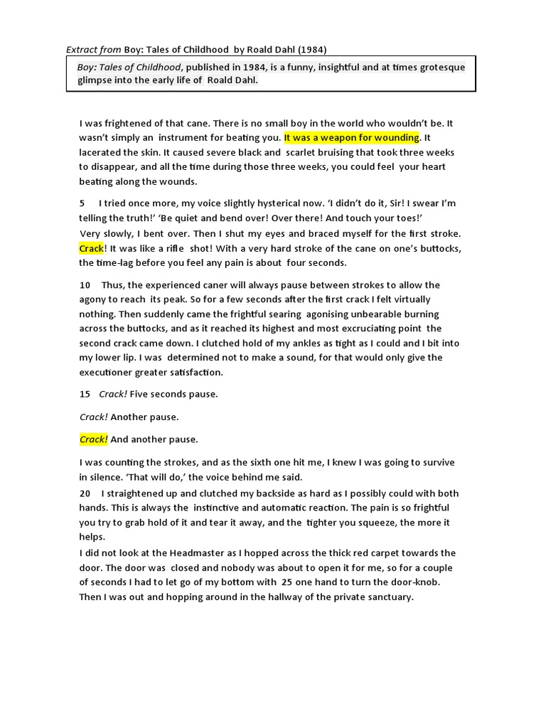 Extract from Boy: Tales of Childhood by Roald Dahl (1984) | PDF