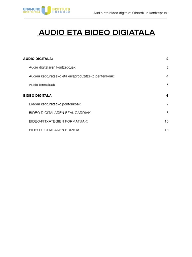 Audio Eta Bideo Digitala | PDF