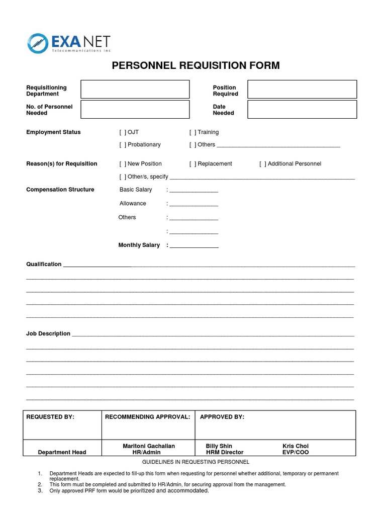 FORM-014 PRF Personnel Requisition Form | PDF | Labor | Business