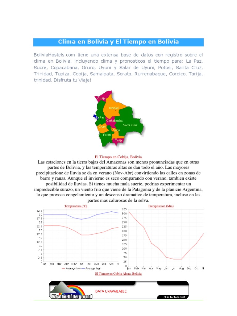 Clima en Bolivia y El Tiempo en Bolivia | PDF | Bolivia | Clima