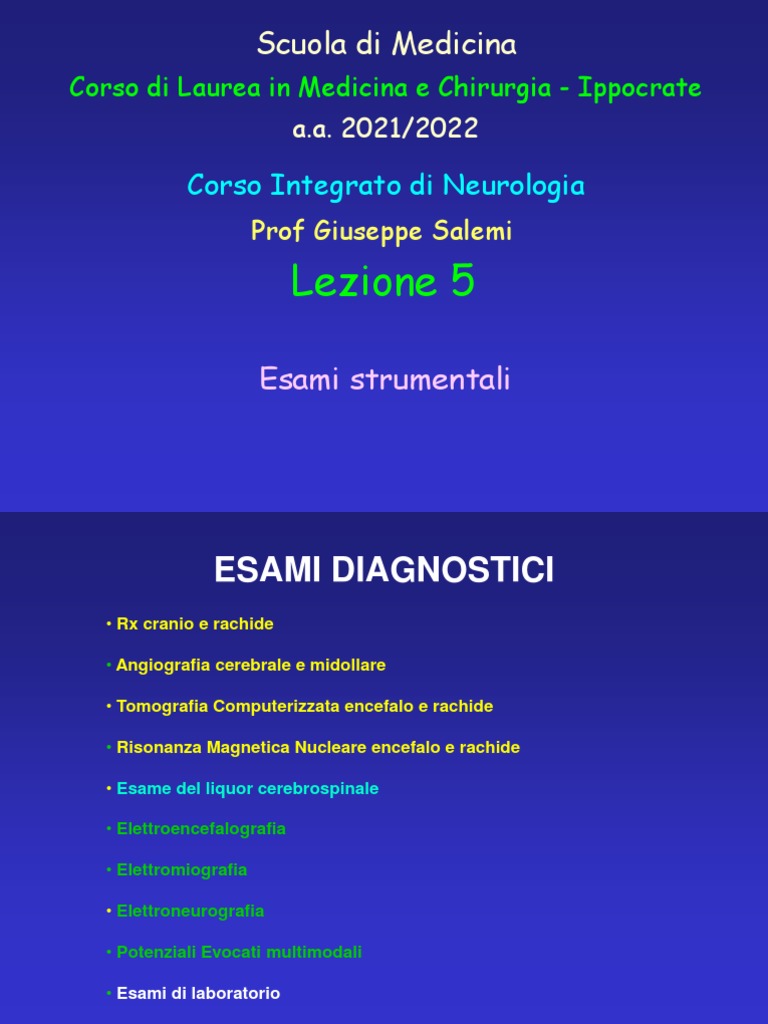 Lezione 05 - Neurologia 2021-2022 Gli Esami Strumentali | PDF