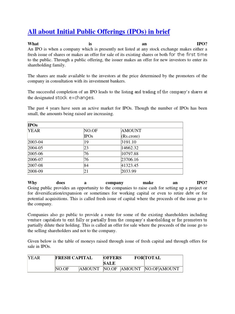 Understanding Initial Public Offerings (IPOs) | PDF | Initial Public ...