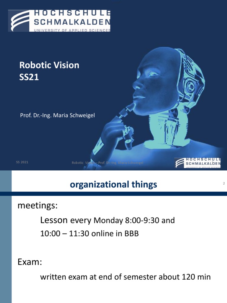 An Introduction to Robotic Vision: A Comprehensive Overview of the Syllabus for Prof. Dr.-Ing ...