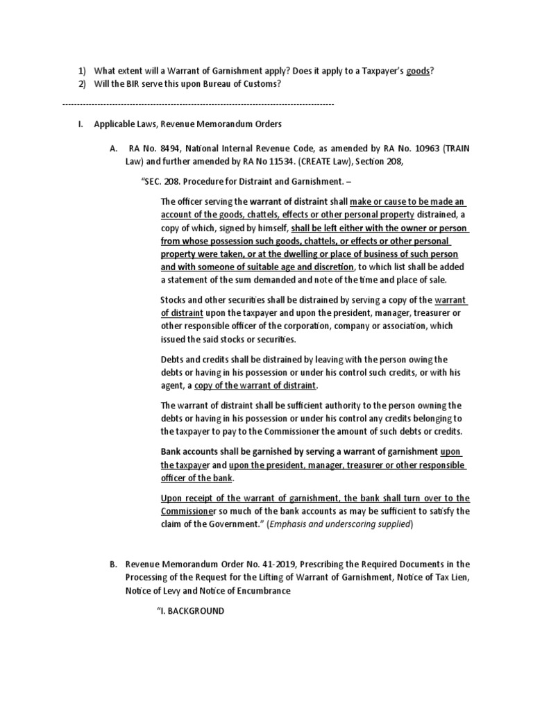 Warrant of Garnishment | PDF | Economies | Public Law