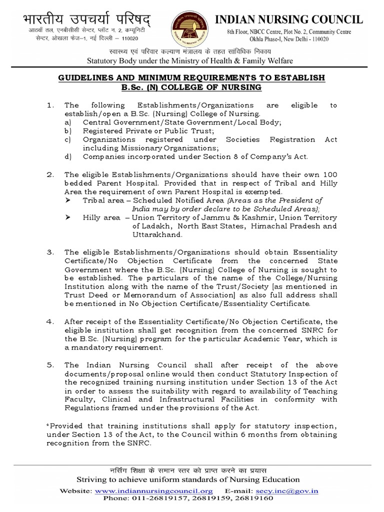 Inc Guidelines For BSC N | PDF | University And College Admission | Nursing