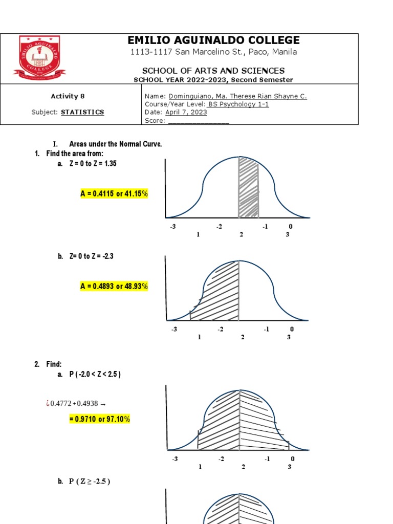 Activity 8 - Psychological Statistics | PDF Activity 8 - Psychological Statistics | PDF