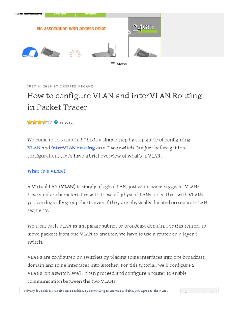 How To Configure VLAN and interVLAN Routing in Packet Tracer | PDF | Router (Computing ...
