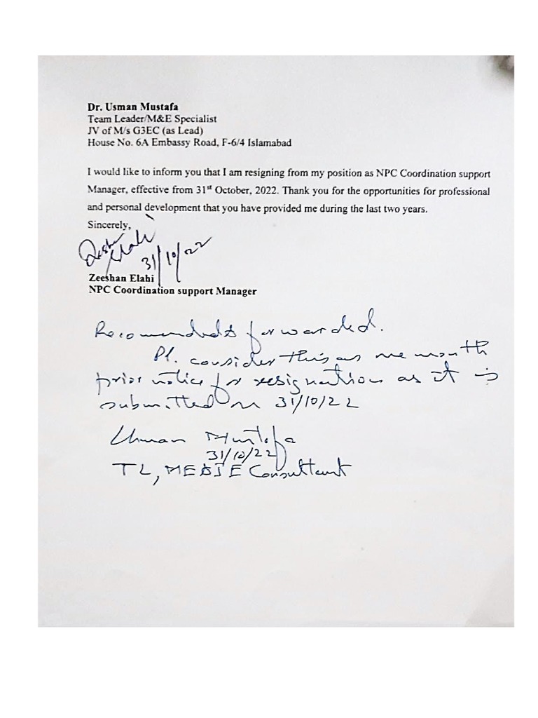 2 Resign Letter Zeeshan Elahi | PDF