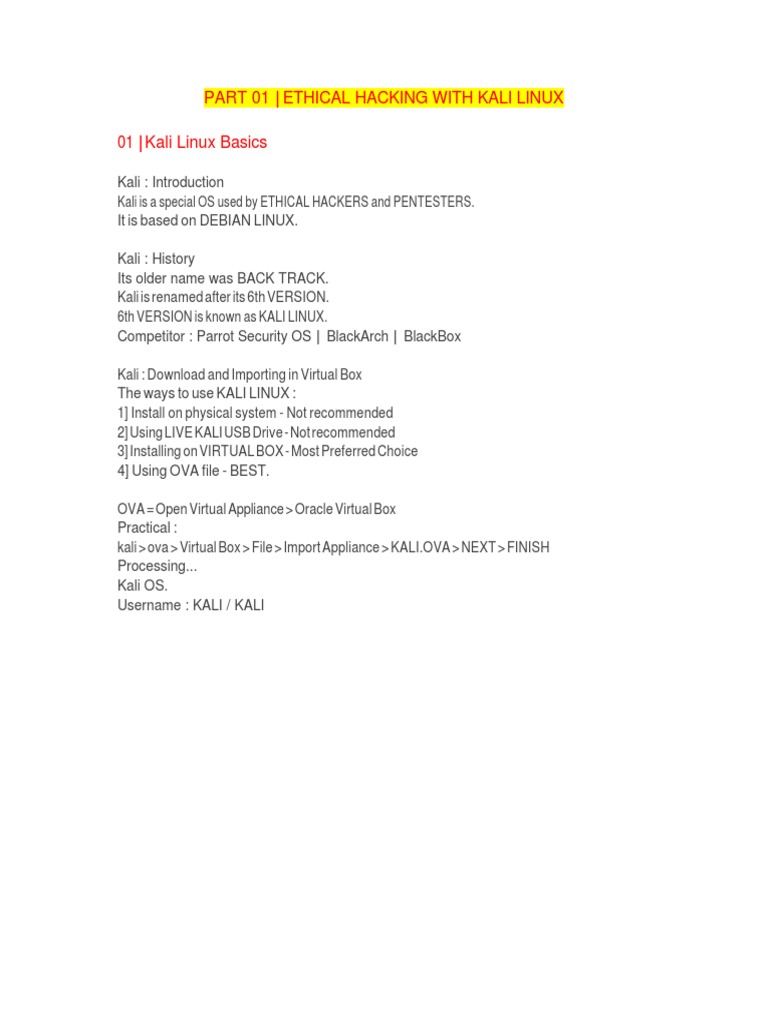 Ethical Hacking With Kali Linux Notes Pdf Port Computer Networking Internet Protocol Suite