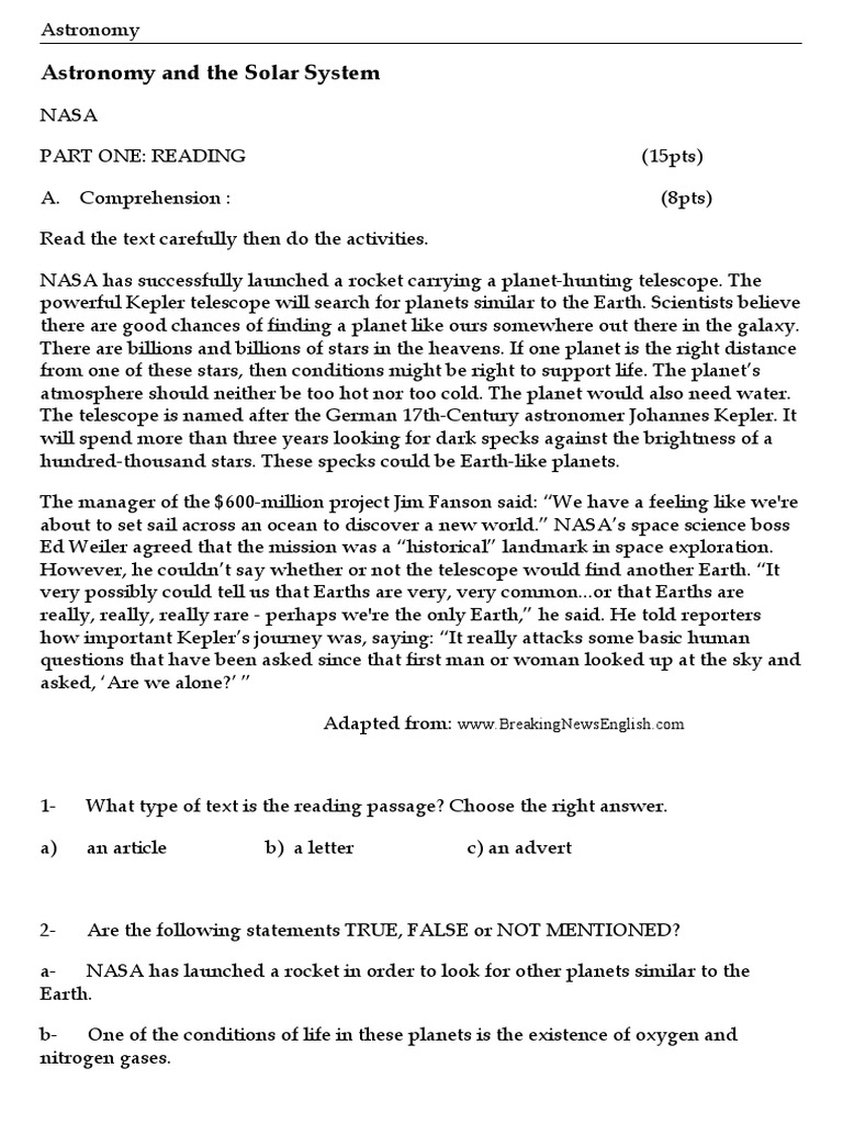 Astronomy TEXT TEST SAMPLES | PDF | Astronomy | Astrophysics