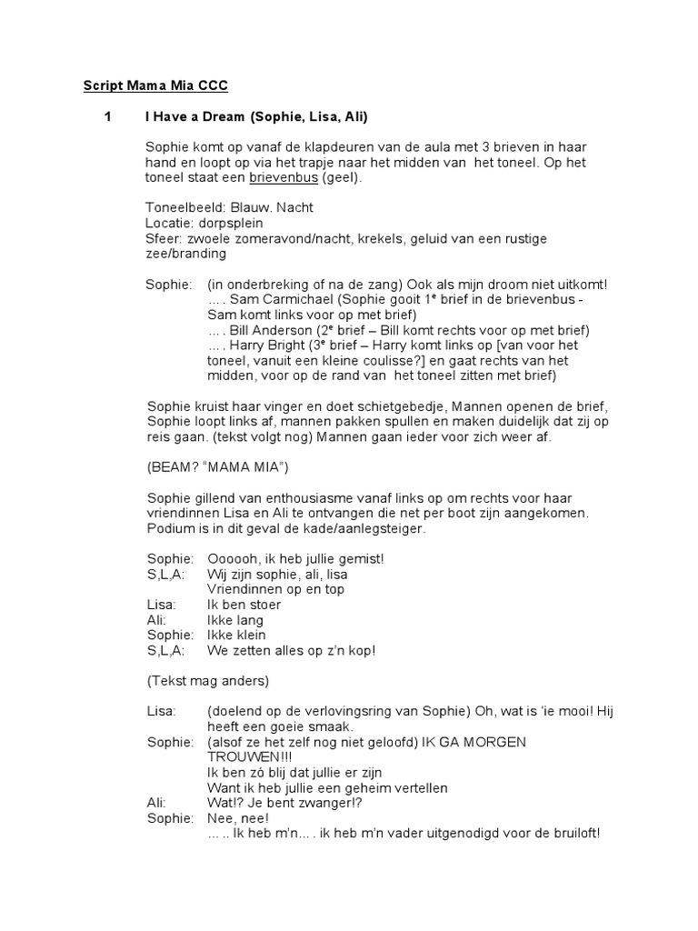 824 Script Mamma Mia CCC | PDF