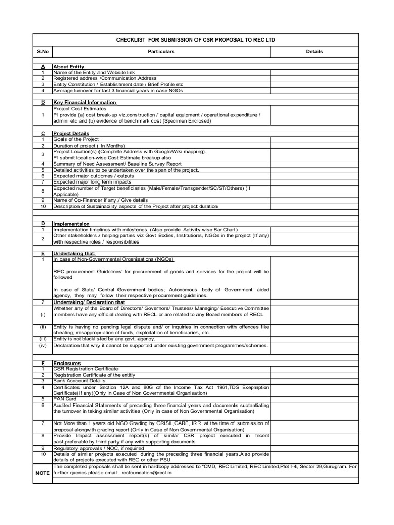 CSR Latest Checklist | PDF | Non Governmental Organization | Expense
