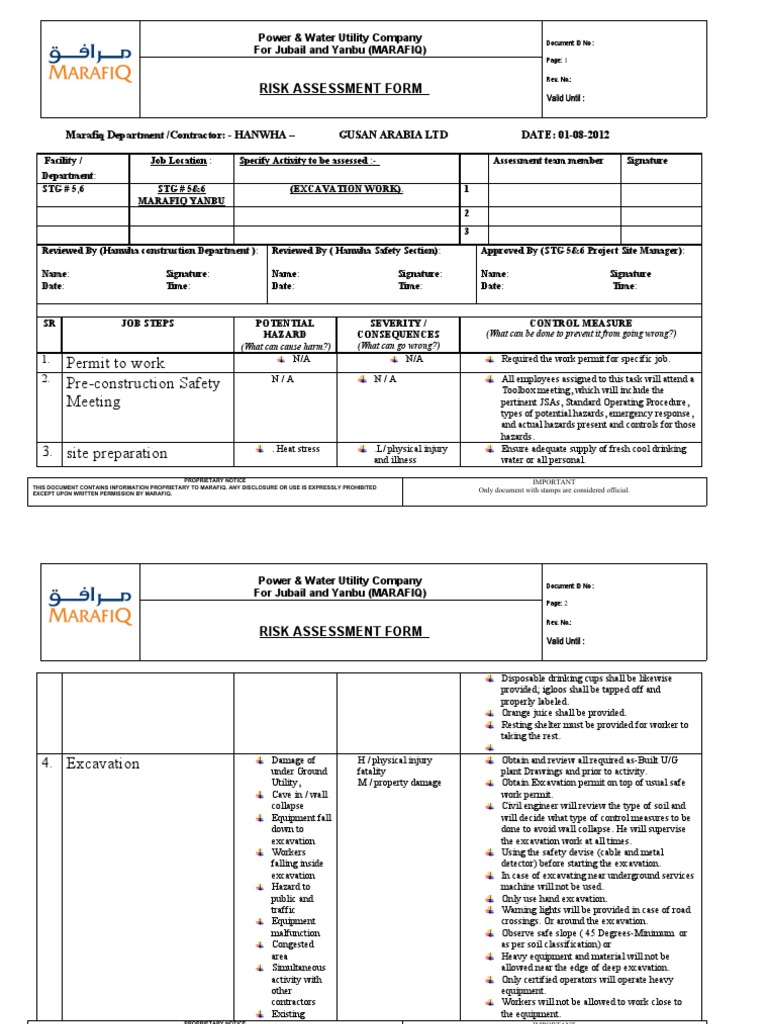 R-A of Excavation Work | PDF | Hazards | Occupational Safety And Health