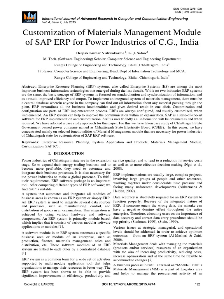 IJREET | PDF | Enterprise Resource Planning | Information Technology